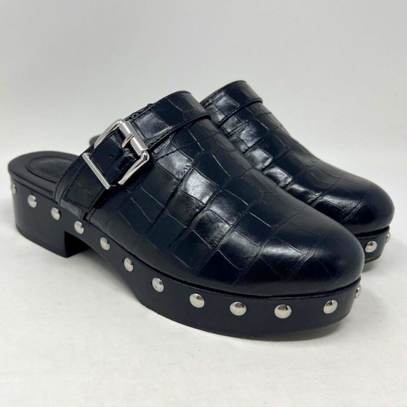 SHULTZ | Shoes | New Shultz Black Leather Croc Embossed Crocodile ...